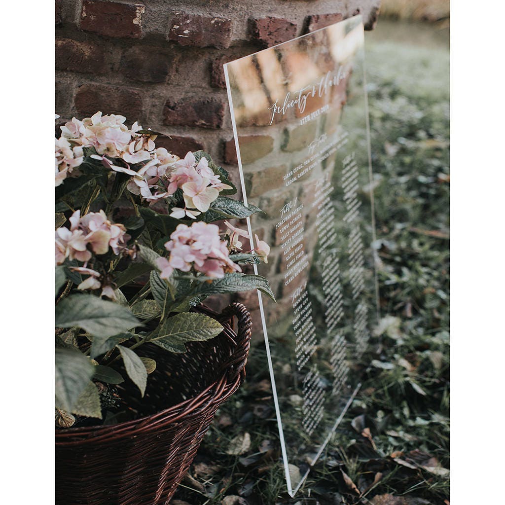 Beautiful Transparent Acrylic Table Plan - Wedding Table Plan Board ...