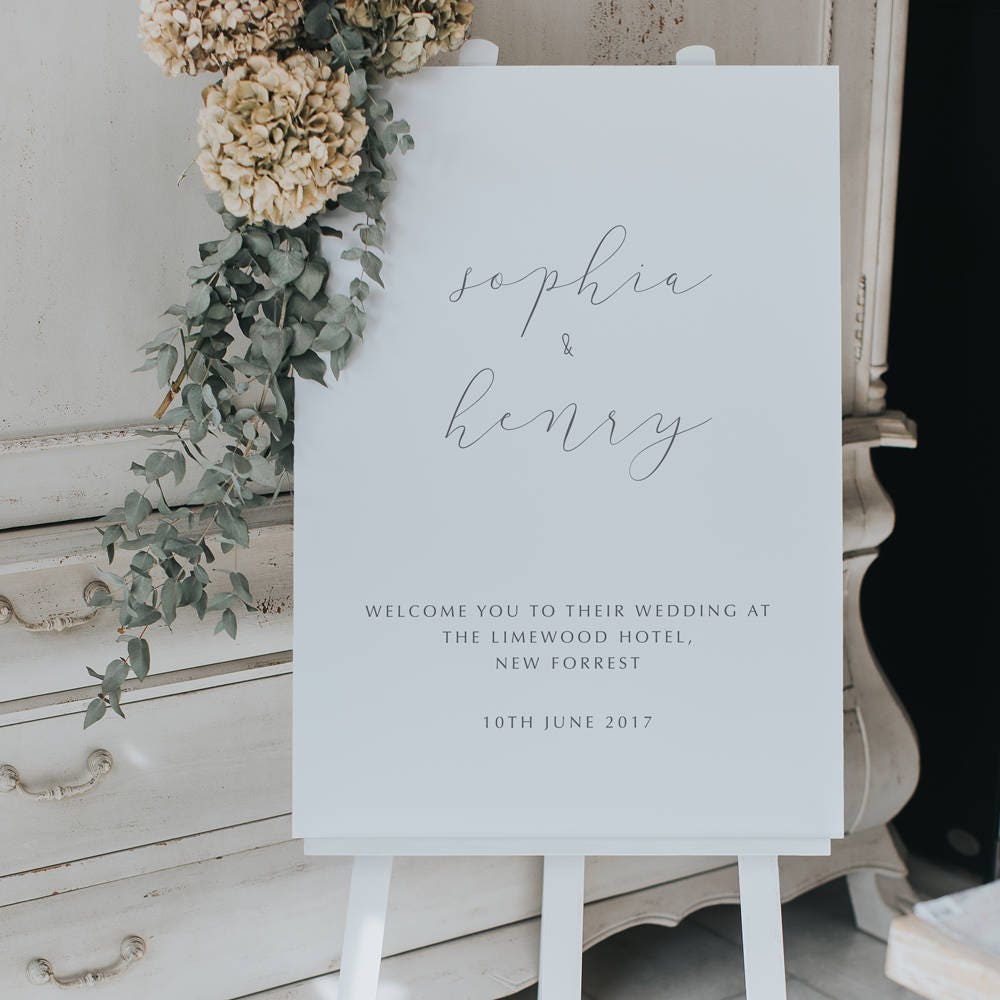 White Wedding Sign Minimalist Wedding Sign Wedding Welcome Sign Event ...