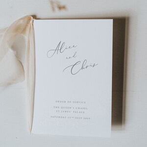 Simple Order of Service With Free Flowing Script Wedding Booklet ...