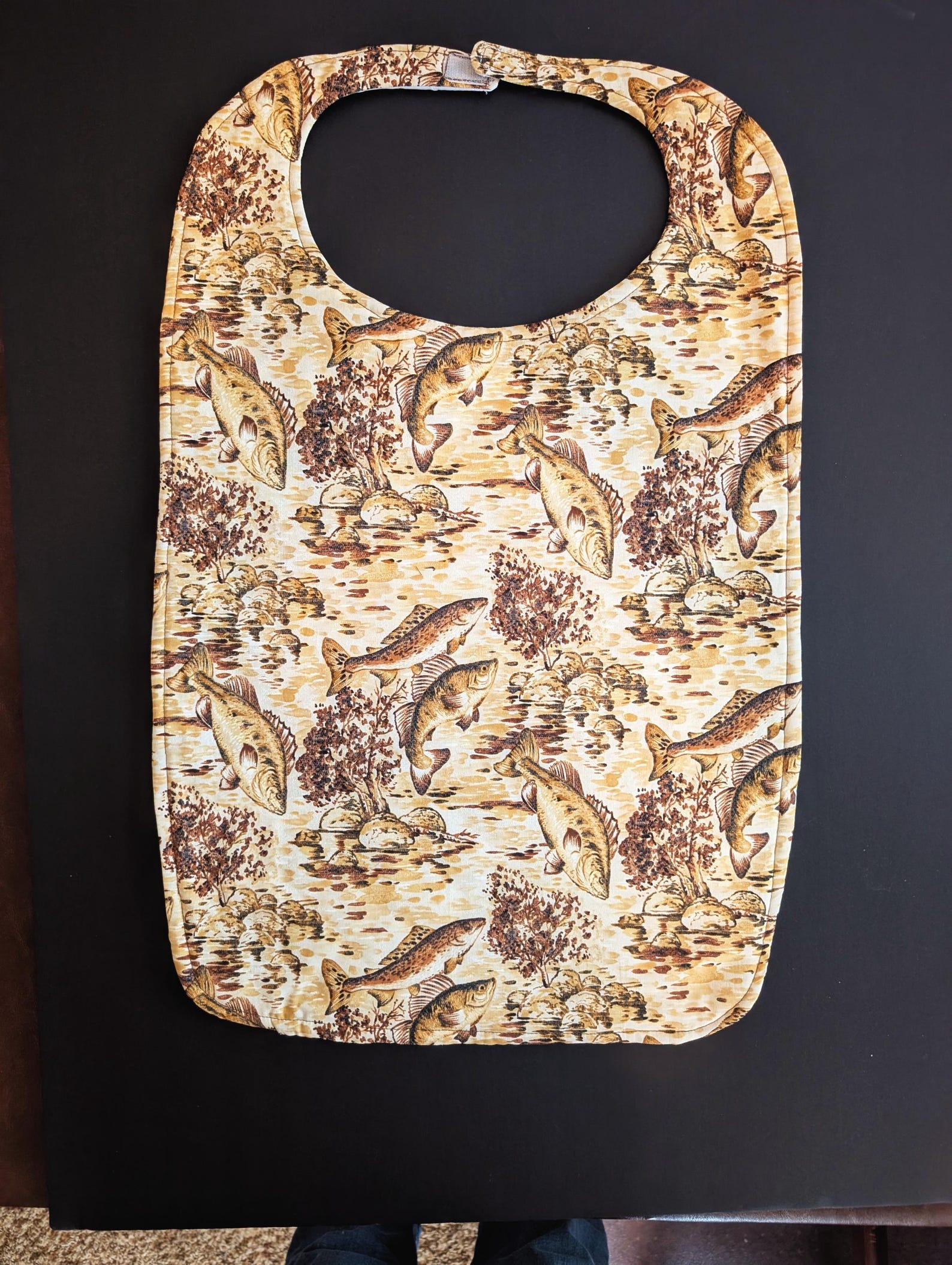 Adult/teen Special Needs Bib in a Cotton Brown Fishing Print FREE ...