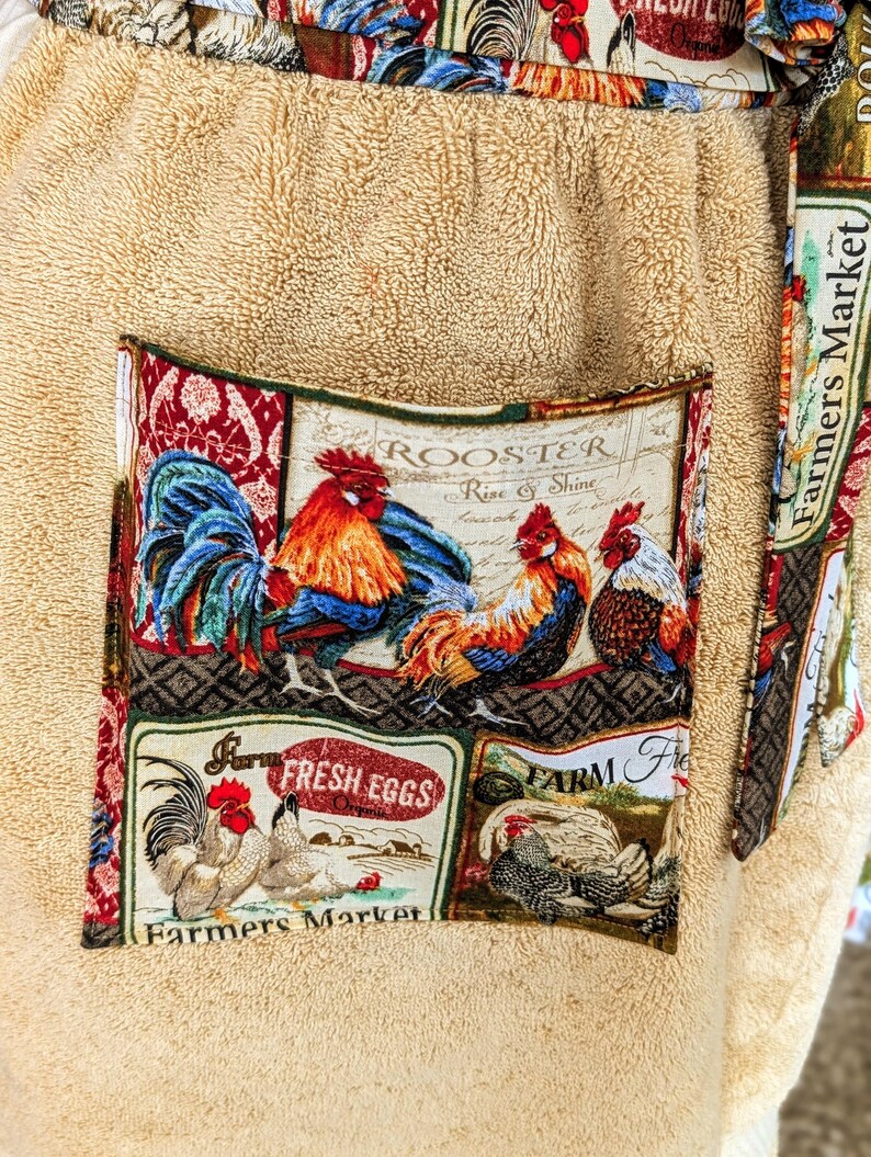 Handmade Chicken Farm Print Bib Apron With a Terryclothloth Skirt and ...