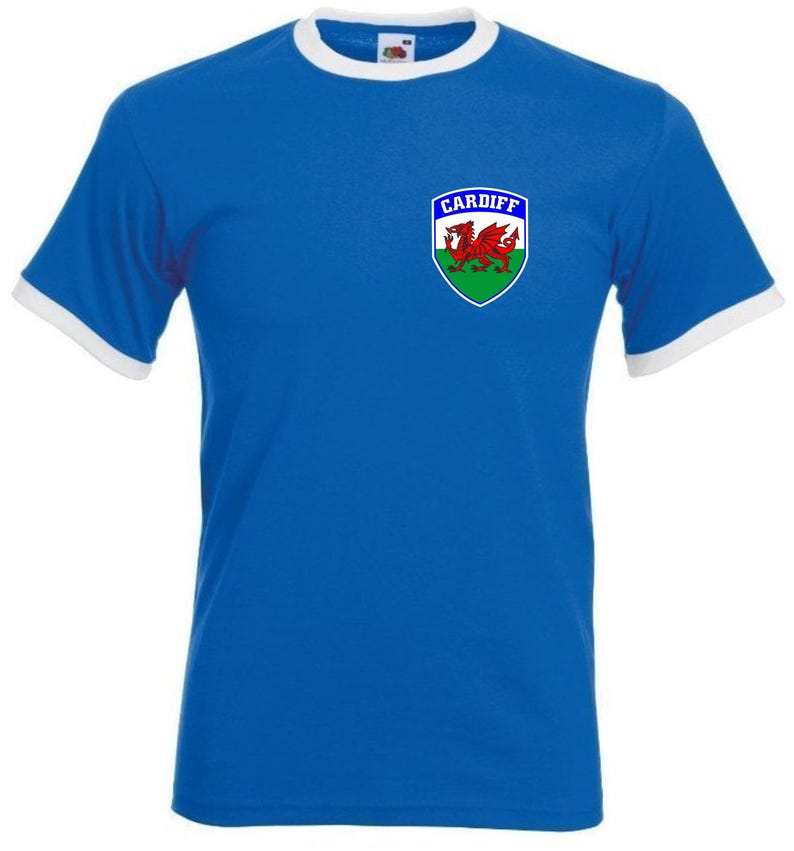 Cardiff City FC Football Club Retro Style Football Soccer T-shirt Adult ...