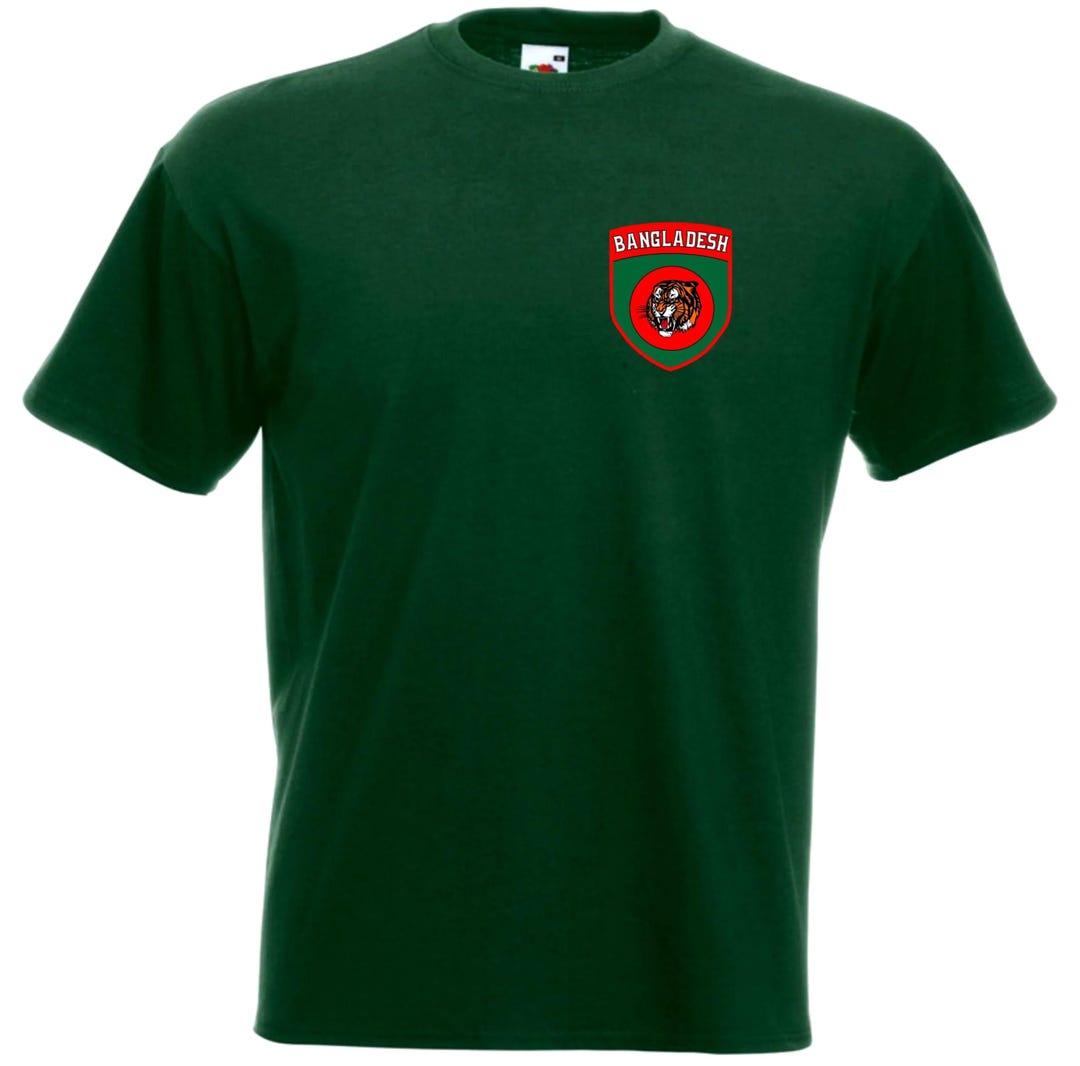 Bangladesh Supporters Shield Crest Adult Unisex Bottle Green Cotton T ...