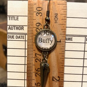 Buffy Spike Vampire Slayer Earrings Antique Bronze Vintage Book Pages ...