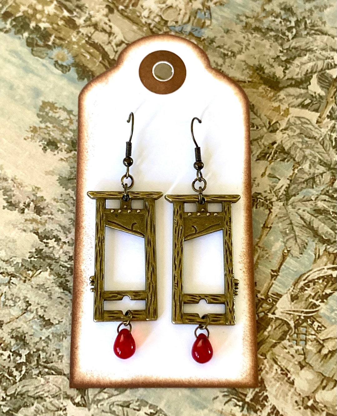 Dripping Guillotine Earrings - Antiqued Bronze - Etsy