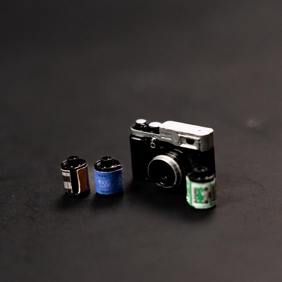 Vintage Film Camera and Miniature Rolls of Film, 1:6 Scale Miniature ...
