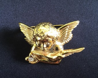 Gold angel pin | Etsy