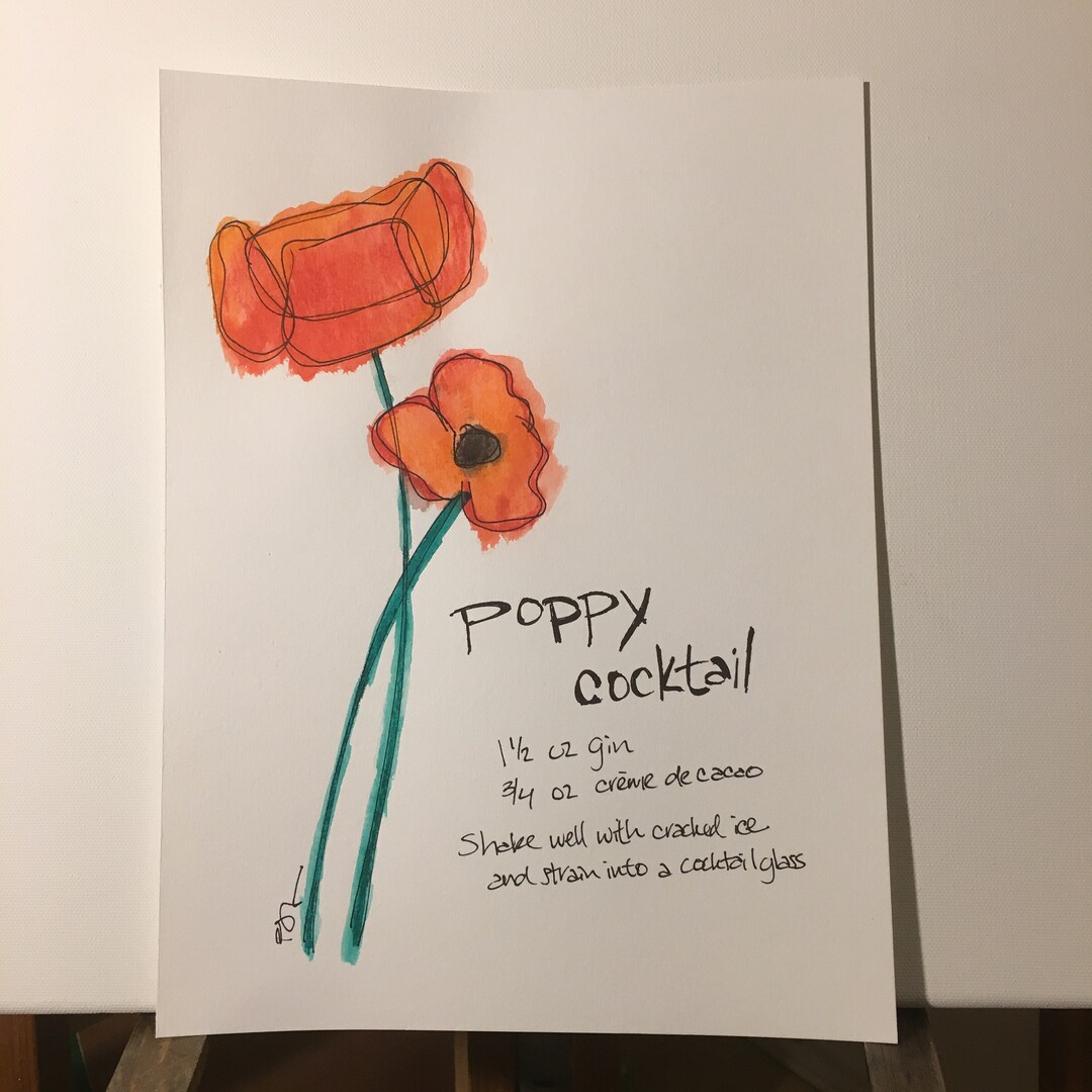 Poppy Cocktail Illustration - Etsy