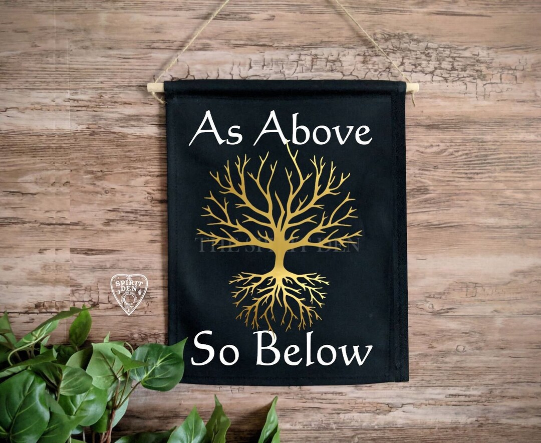 As Above so Below Tree of Life Black Wall Hanging Spiritual Yoga Banner ...