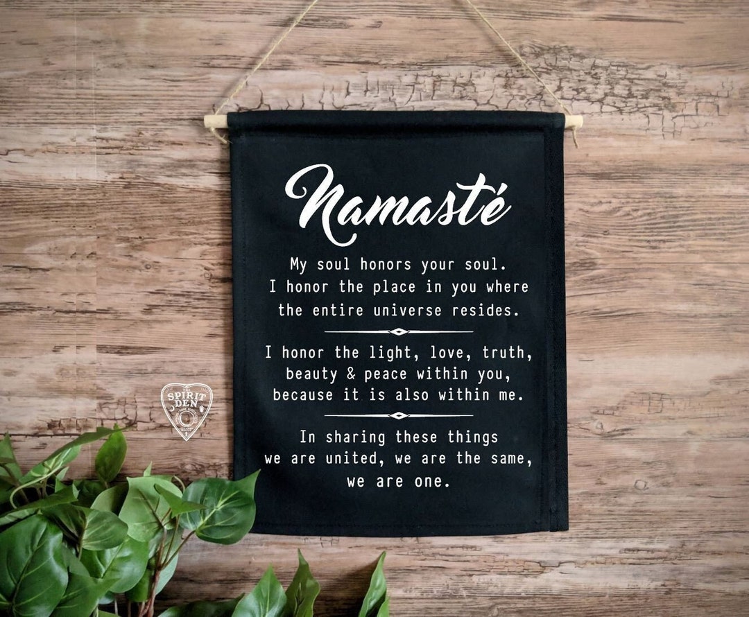 Namaste Definition Black Wall Banner Namaste Banner Yoga Banner Gift ...