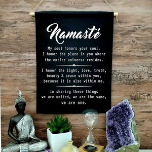 Namaste Definition Black Wall Banner Namaste Banner Yoga Banner Gift ...
