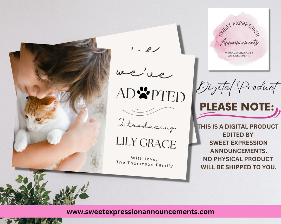 We've ADOPTED Pet Announcement, New Dog, New Cat, Pet Photo ...