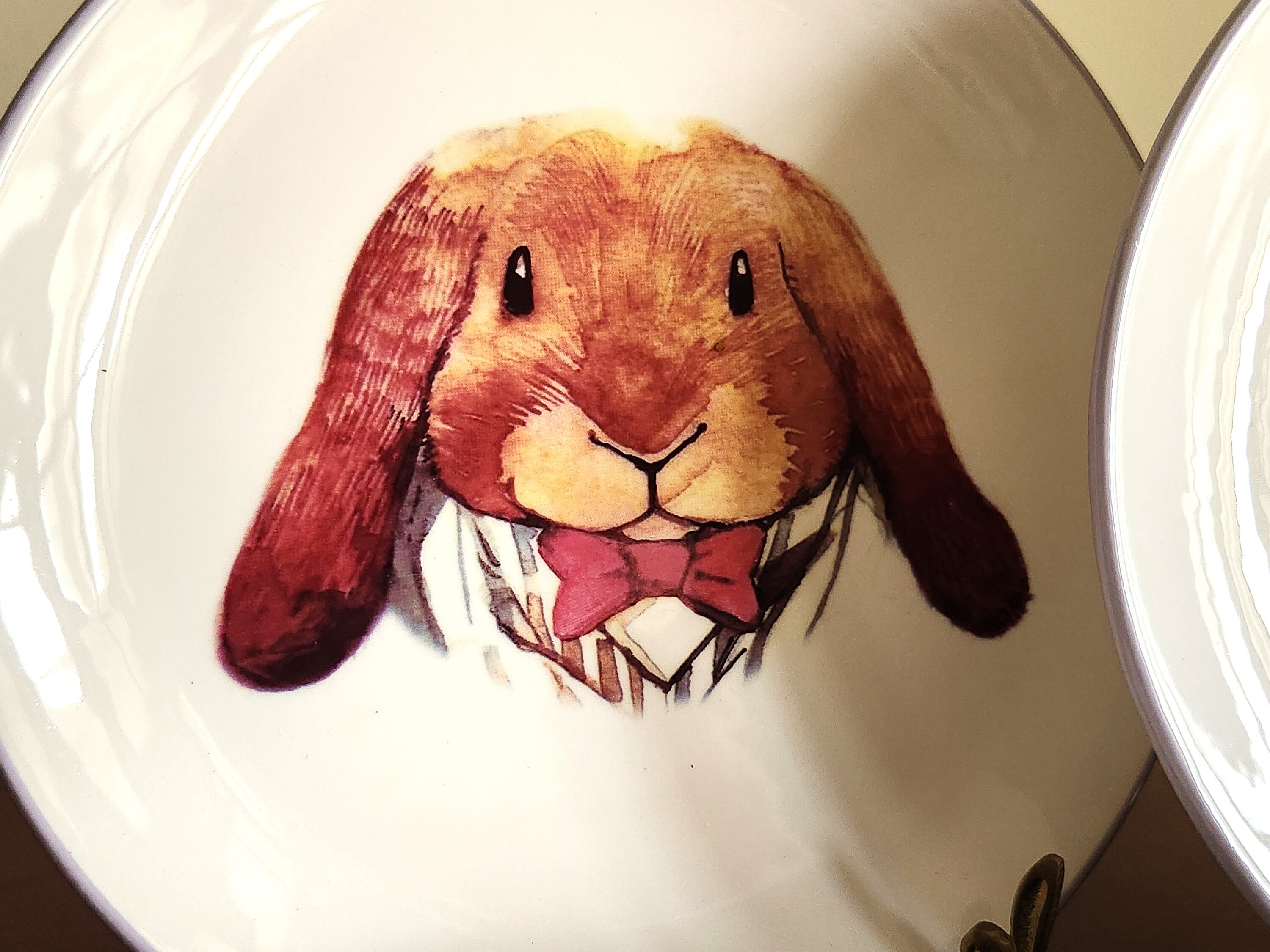Set of 4 Bunny Rabbit Plates by Transpac, Easter Plates, Dessert ...