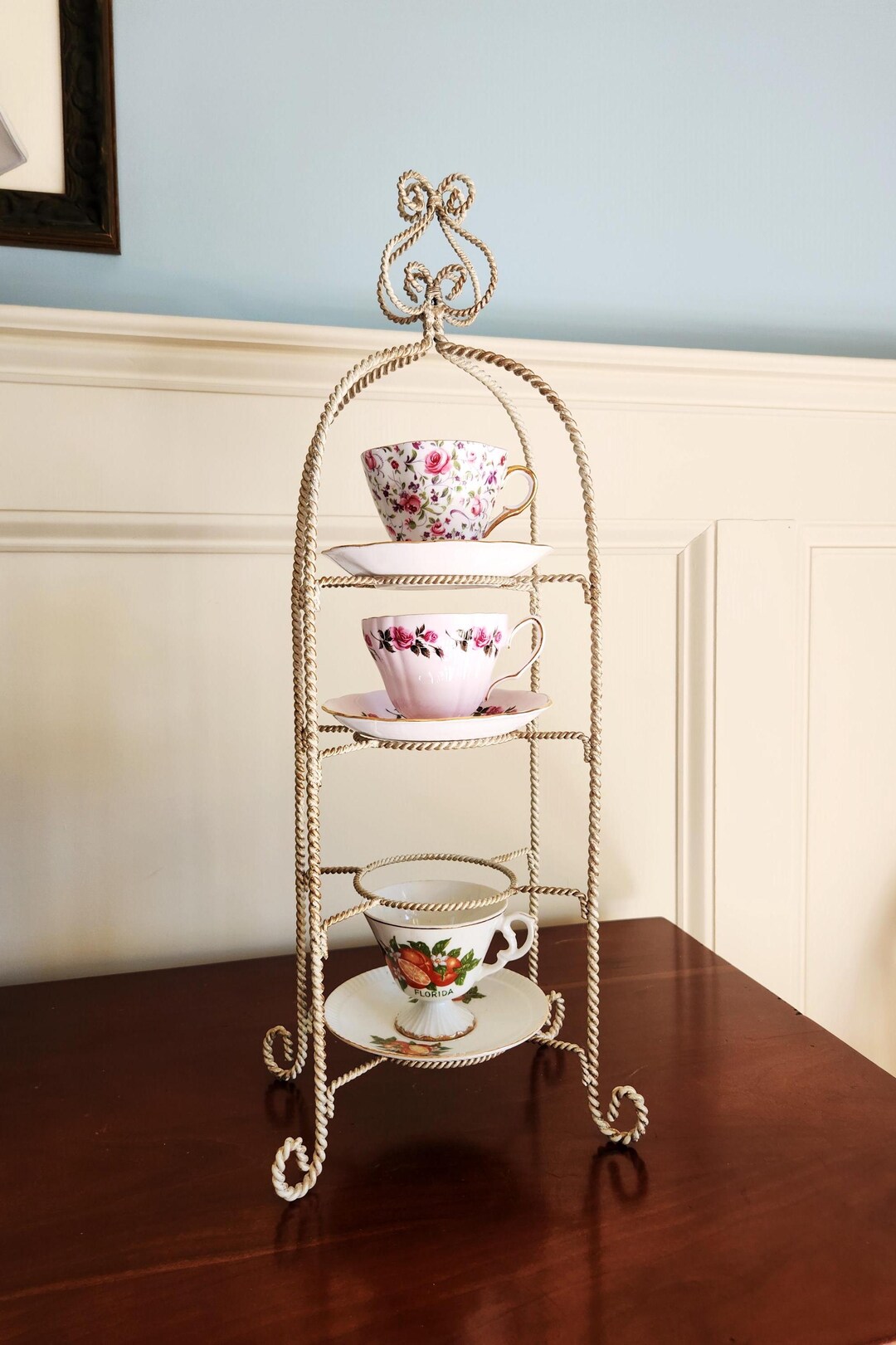 Twisted Wire Metal 4 Teacup Display Stand, Shabby Chic, 1950's - Etsy