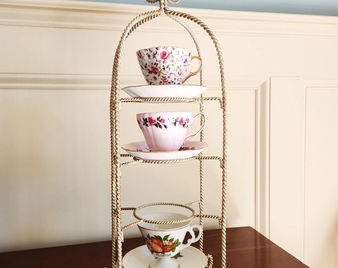 Twisted Wire Metal 4 Teacup Display Stand, Shabby Chic, 1950's - Etsy