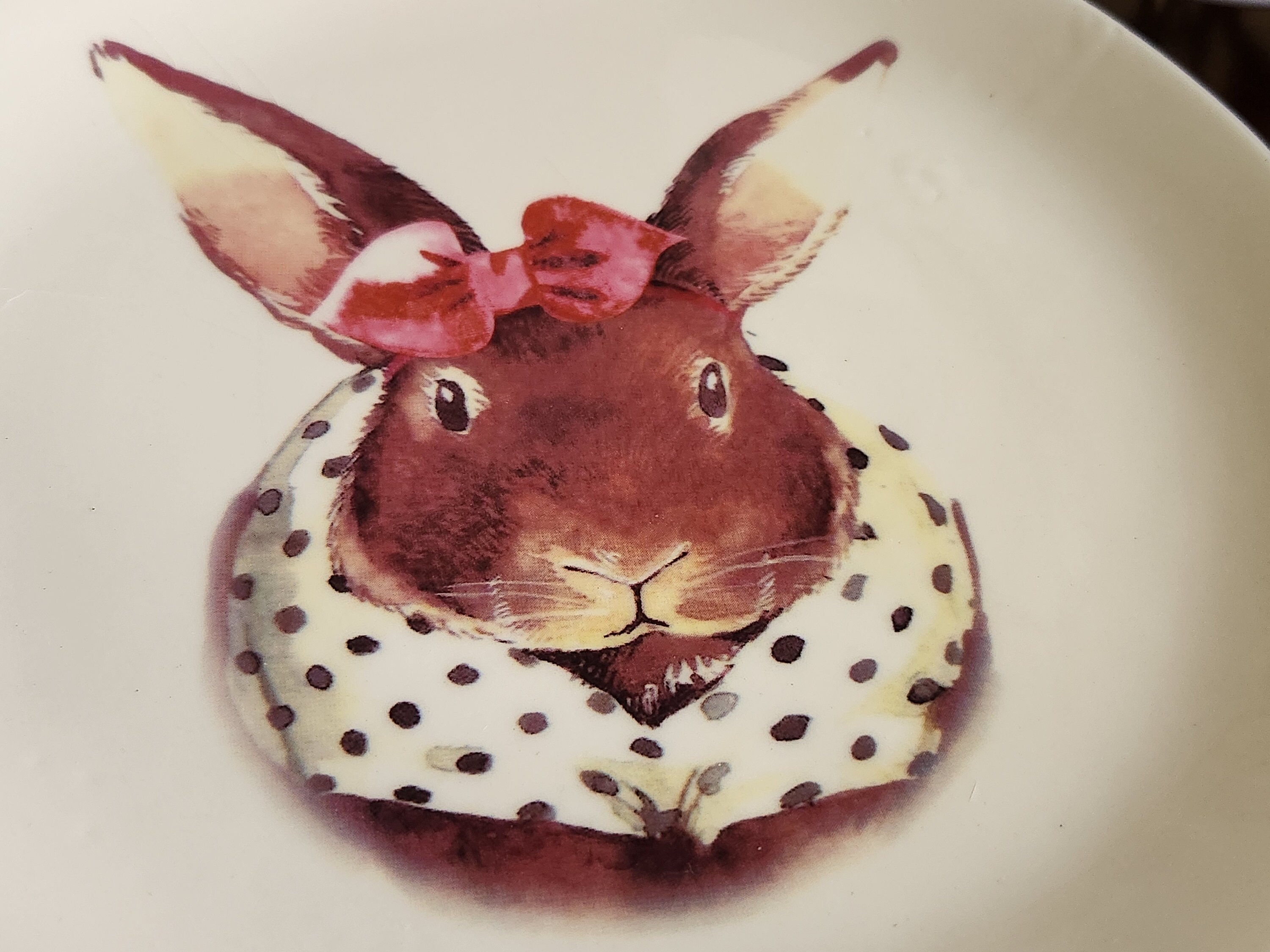 Set of 4 Bunny Rabbit Plates by Transpac, Easter Plates, Dessert ...