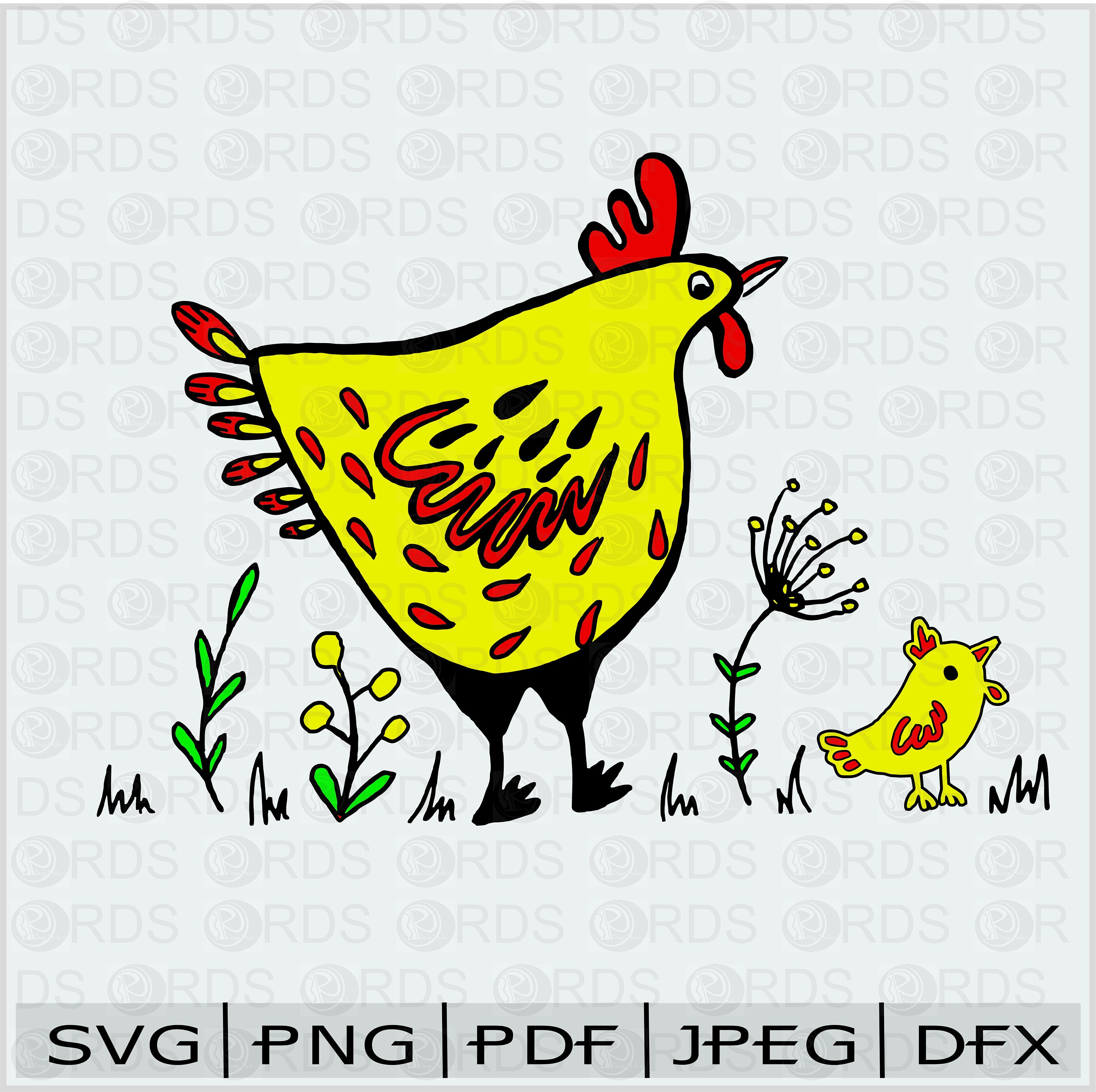 Hen and Chick SVG File - Silhouette Cut File - Cricut Cut File - Farm ...