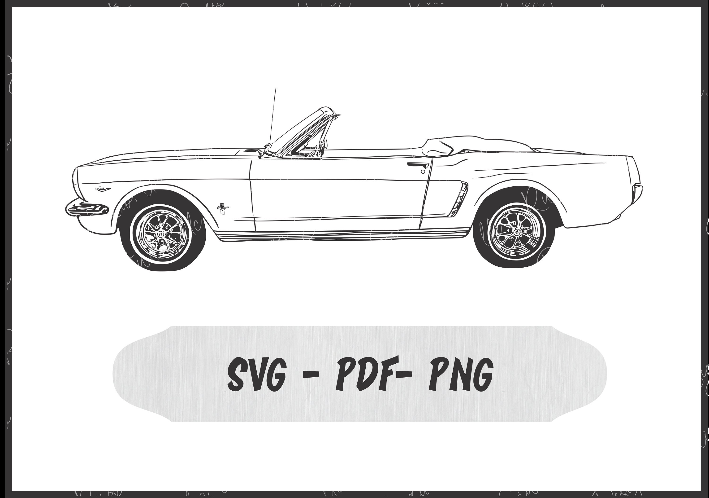 1964 Ford Mustang Convertible Clipart, PNG SVG PDF (digital Download ...