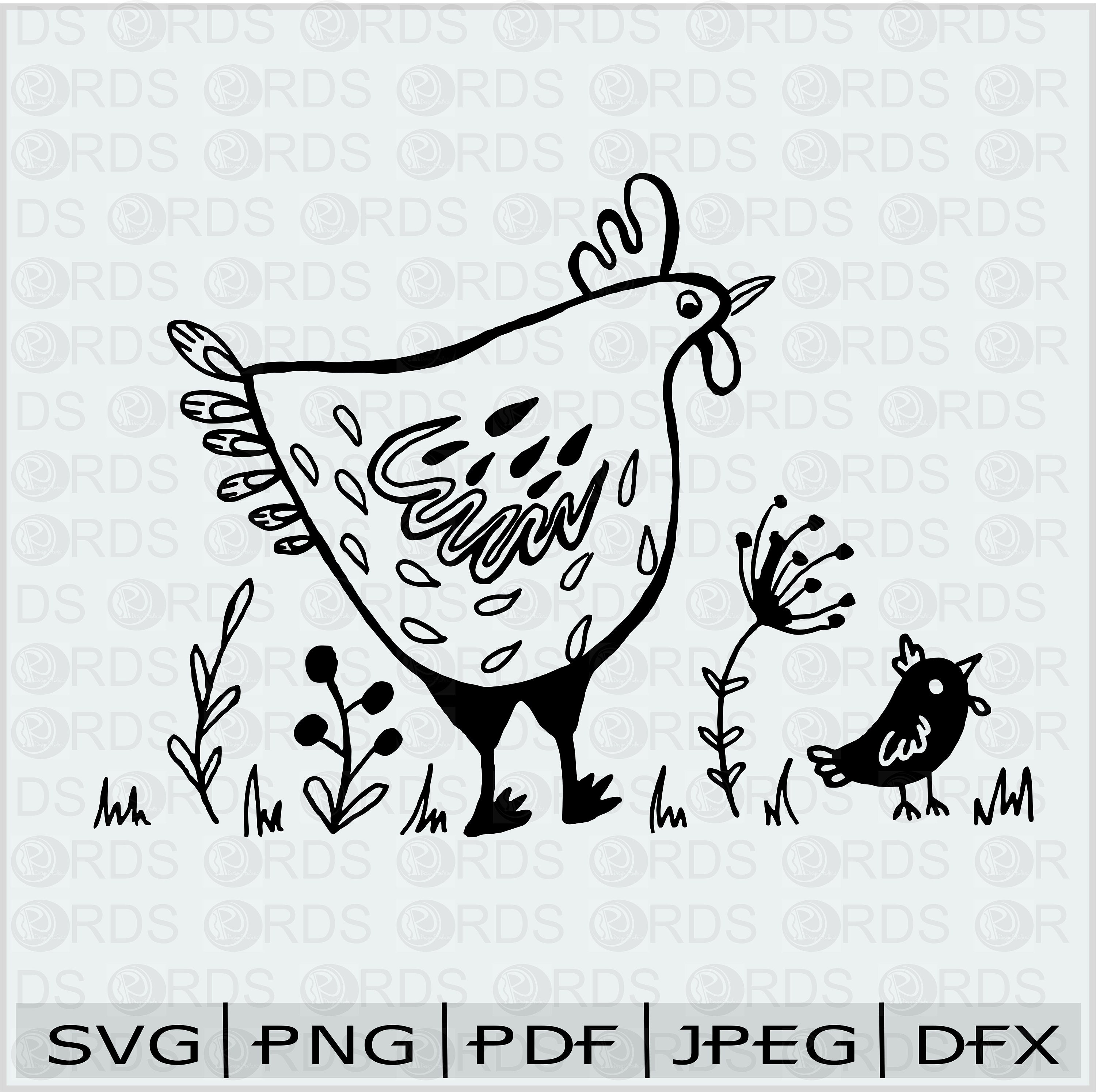 Hen and Chick SVG File - Silhouette Cut File - Cricut Cut File - Farm ...