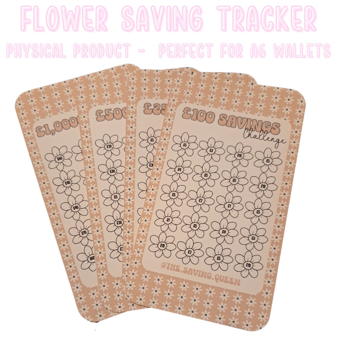Flower Savings Tracker for Cash Stuffing Binders Colour in Saving ...