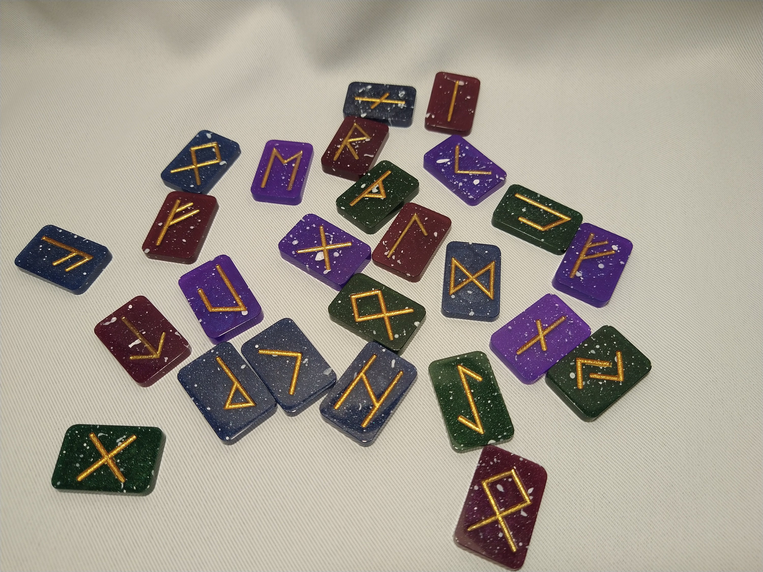 Galaxy Full Rune Set Blue, Green, Pink, Purple With Gold Symbols - Etsy