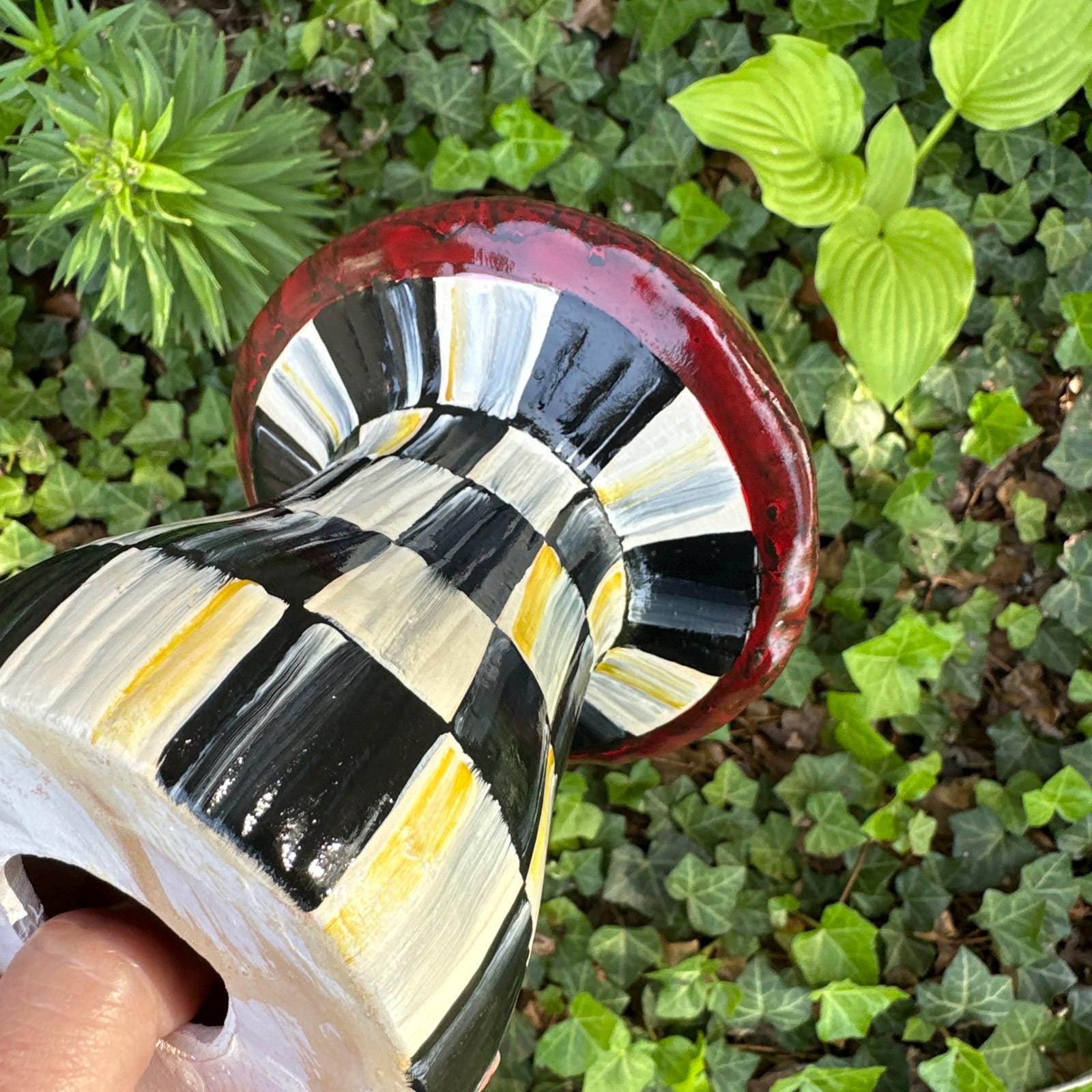 Whimsical Black and White Check MUSHROOMS Toadstool Alice in Wonderland ...