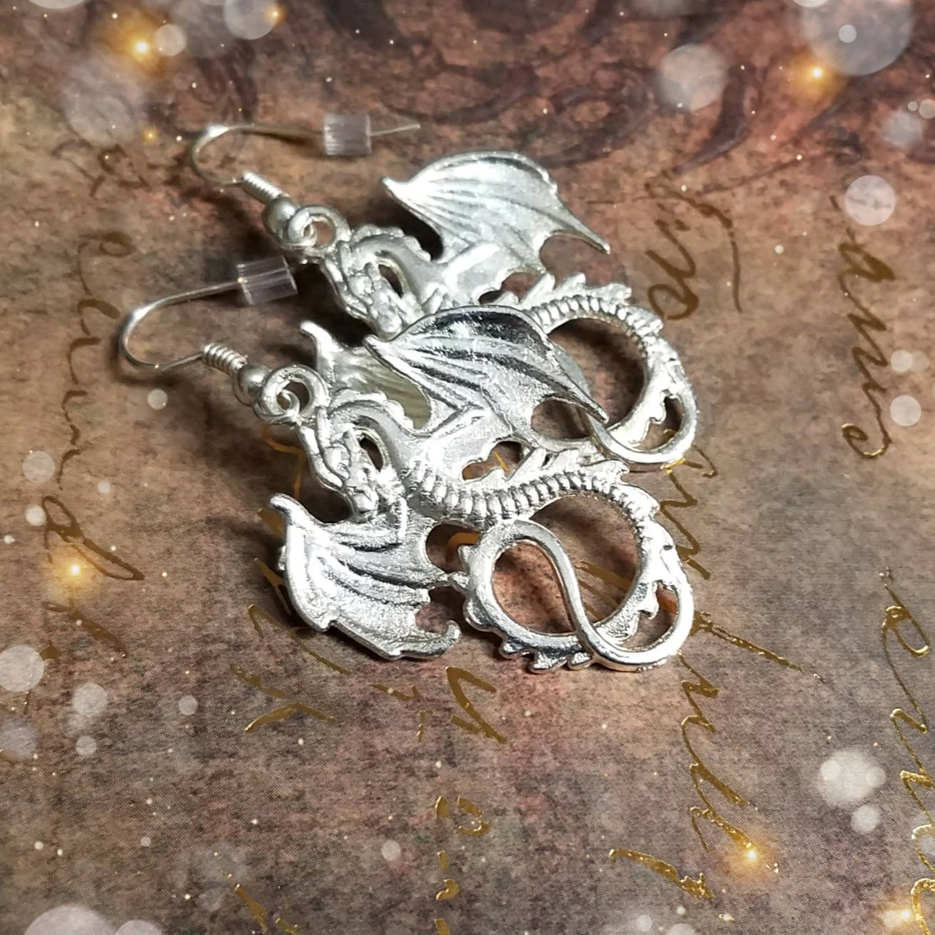 Silver Dragon Fantasy Earrings DnD Earrings DnD Jewelry | Etsy