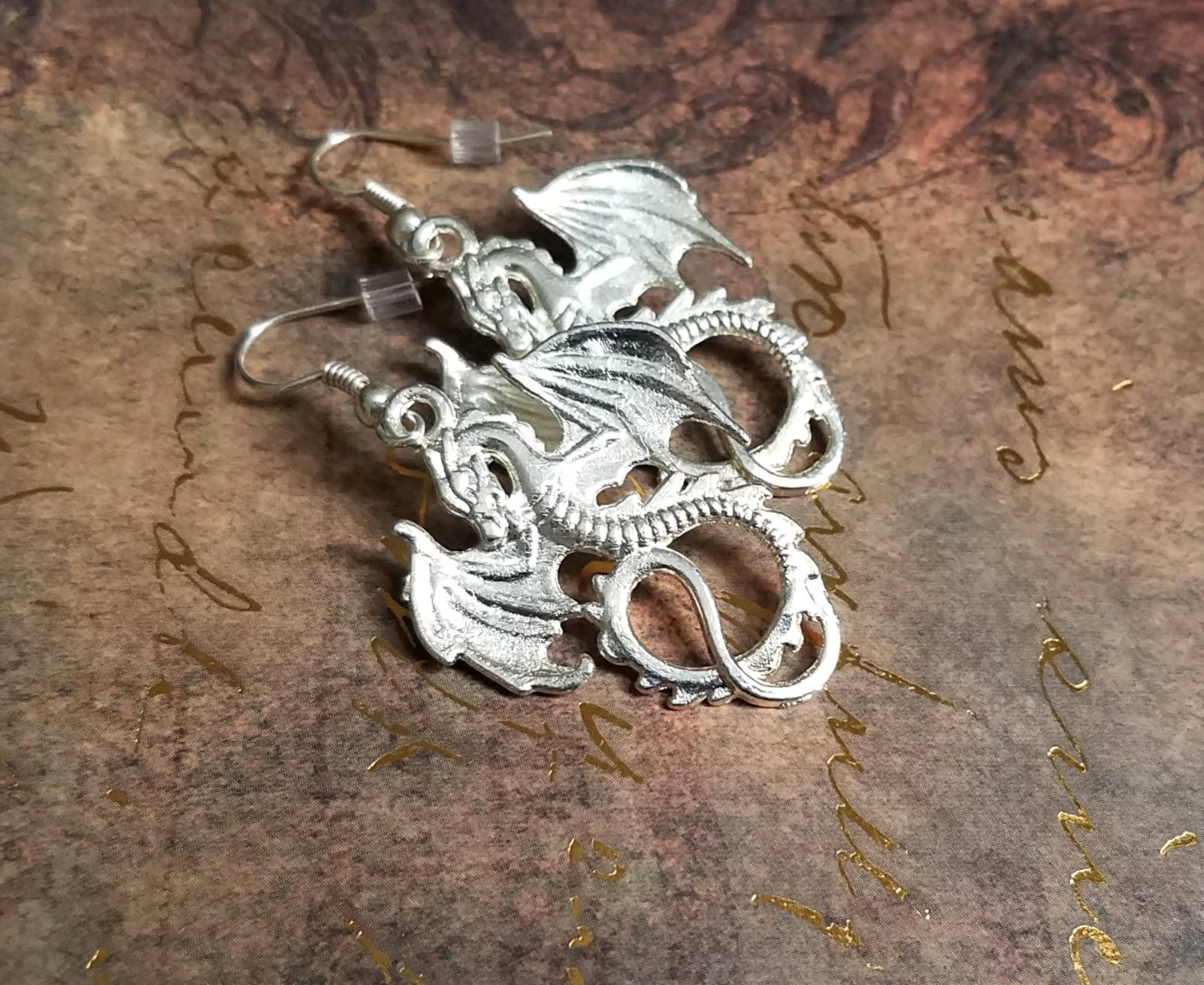 Silver Dragon Fantasy Earrings DnD Earrings DnD Jewelry | Etsy