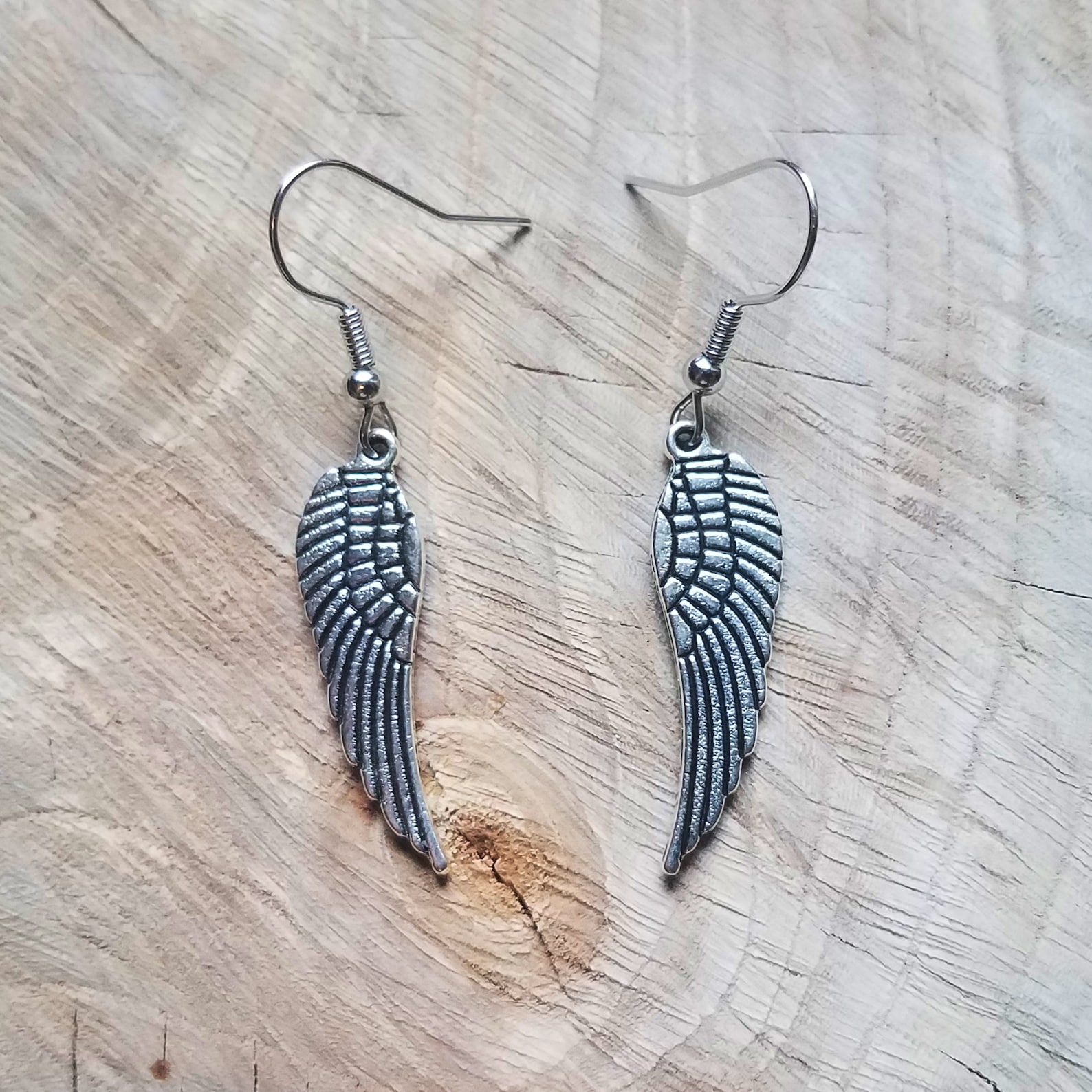 Silver Angel Wing Earrings Wings Earrings Celestial - Etsy
