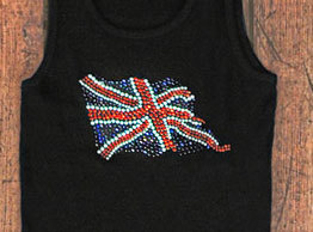 British Flag Shirt Rhinestone Flag on Fitted Tank Top Large - Etsy
