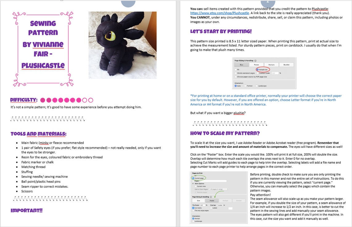 Toothless Plush Pattern PDF Digital Download Plush Sewing DIY No ...