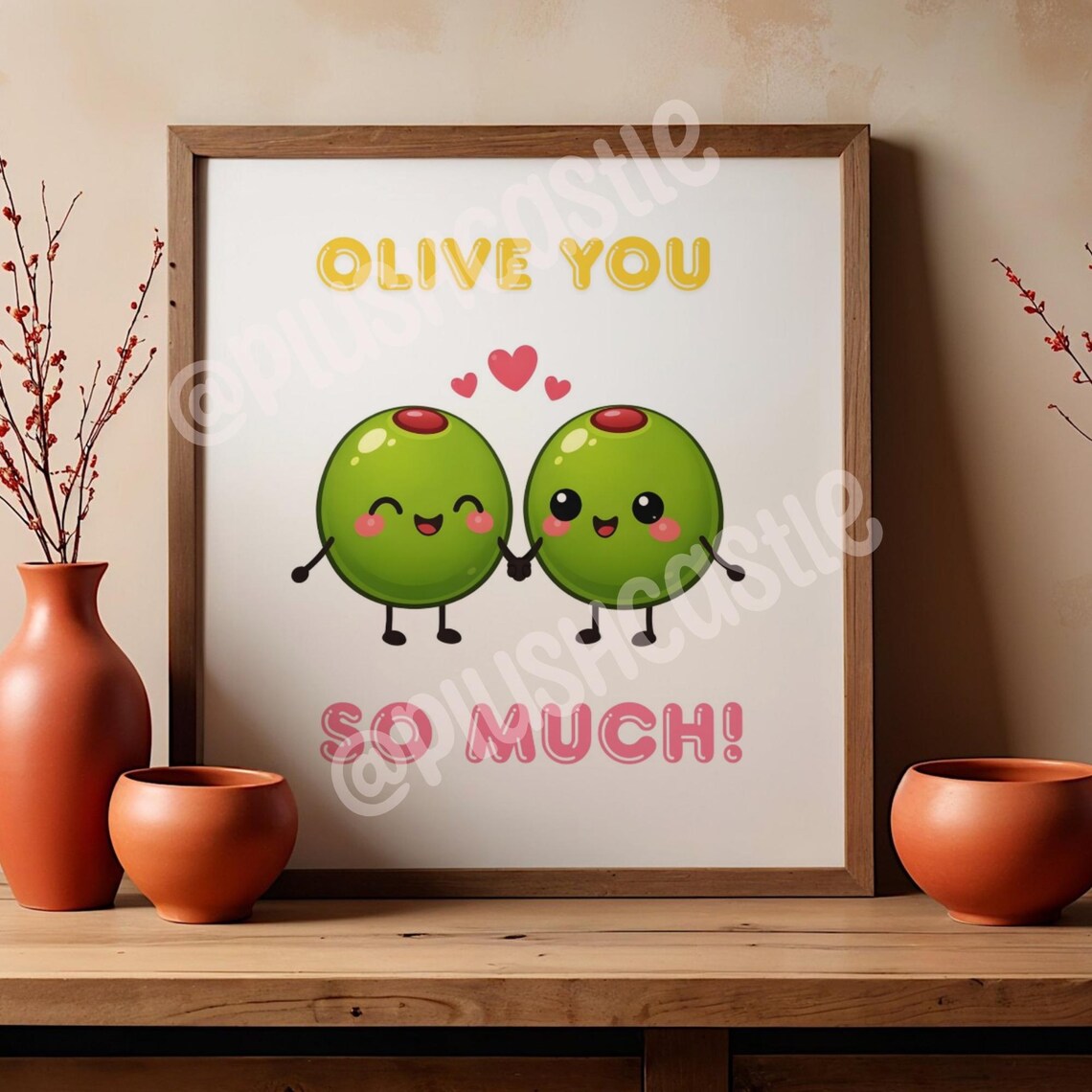 Funny Valentine Printable Olive Half Card and Wall Picture Digital ...