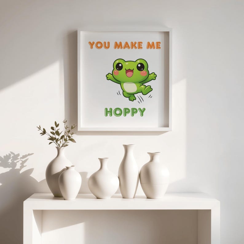 Funny Valentine Printable Frog Half Card and Wall Picture Digital ...