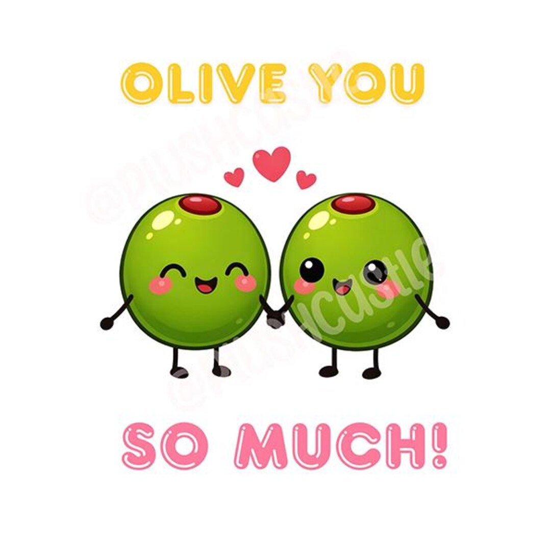 Funny Valentine Printable Olive Half Card and Wall Picture Digital ...