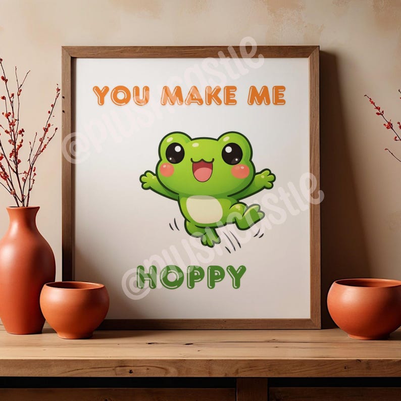 Funny Valentine Printable Frog Half Card and Wall Picture Digital ...