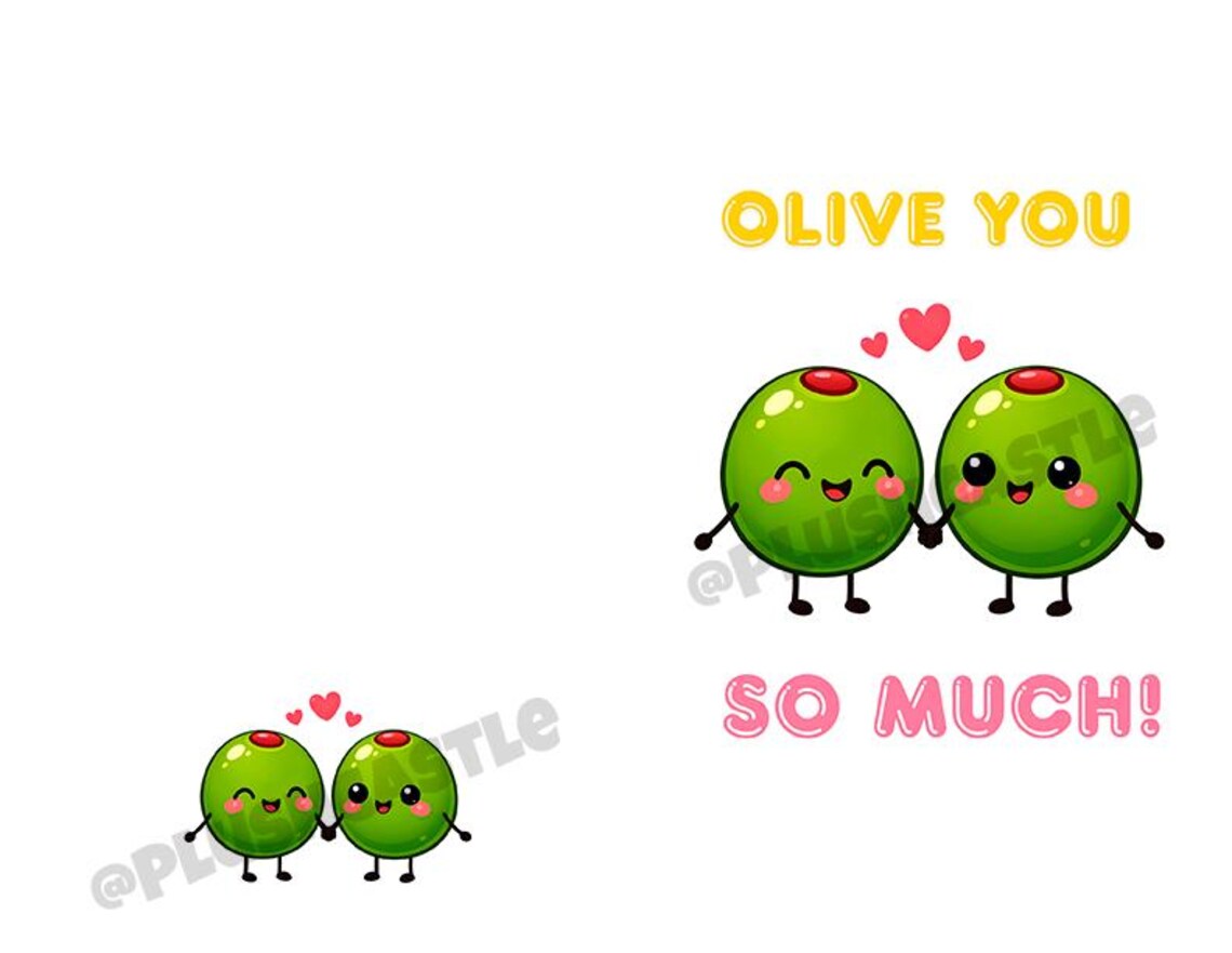 Funny Valentine Printable Olive Half Card and Wall Picture Digital ...