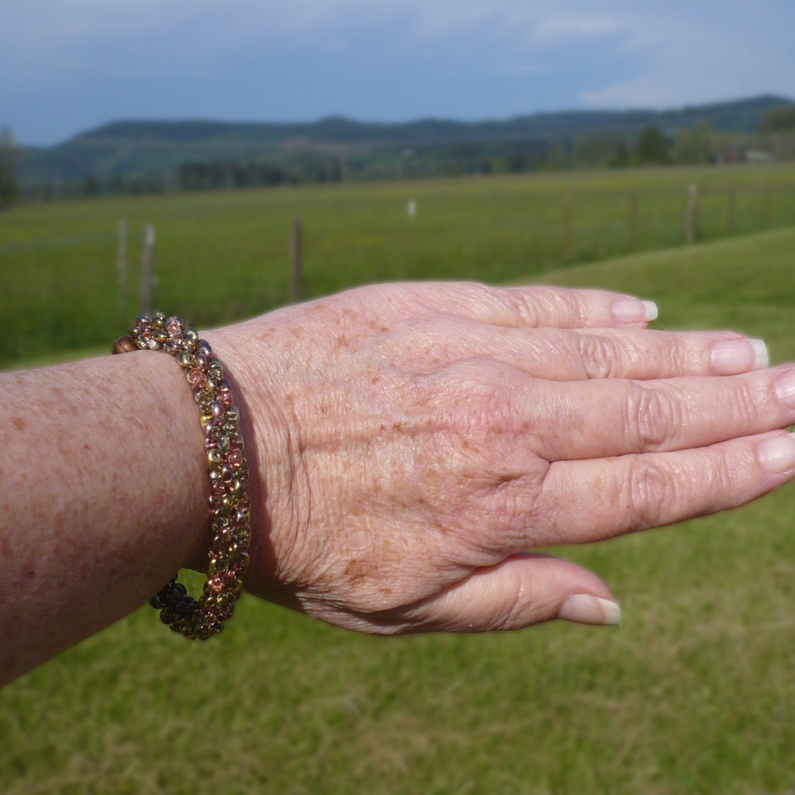 Beaded Rope Bracelet Copper and Brass Colored Beads. - Etsy