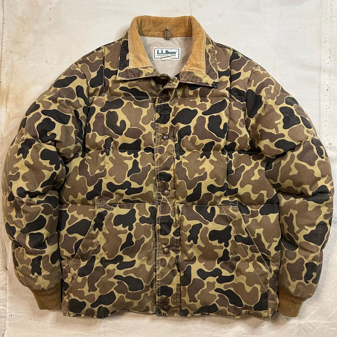 Vintage 1980s L.l.bean Camo Goose Down Jacket Mens Size Large Hunting ...