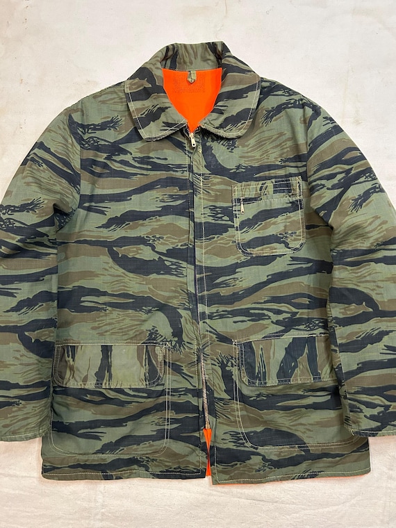 Rare Vintage 1970s Tiger Stripe Camo Hunting Jacket M… - Gem