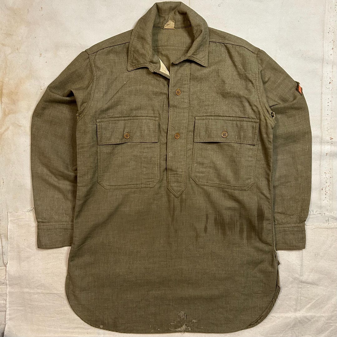 Vintage WW1 Era 1910s-20s US Military Wool Pull Over Shirt Mens Size ...