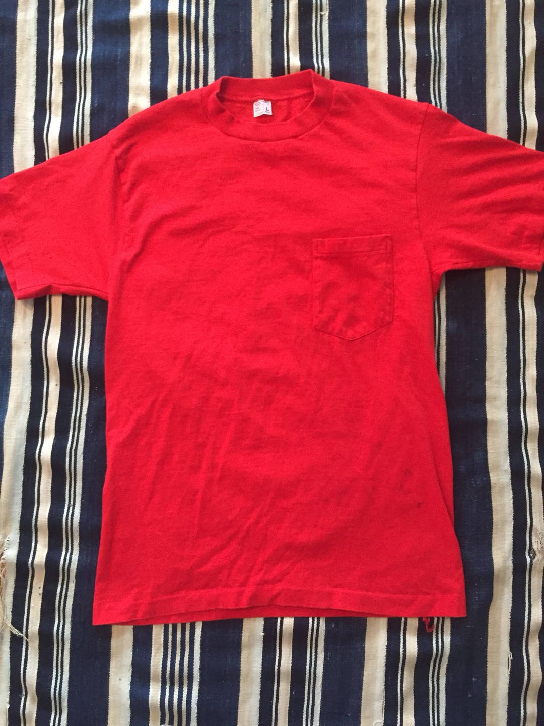 Vintage 1980s JC Penneys Red Pocket Tee Mens Small Made in USA - Etsy