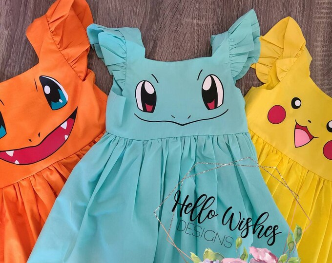 Pokemon Dress, Pikachu Dress, Charmander Dress, Squirtle Dress, Jiggly ...
