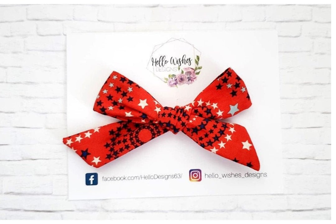 Limited Left, Red Firework Bows, 4th of July Bows, Bows for Girls, Hand ...
