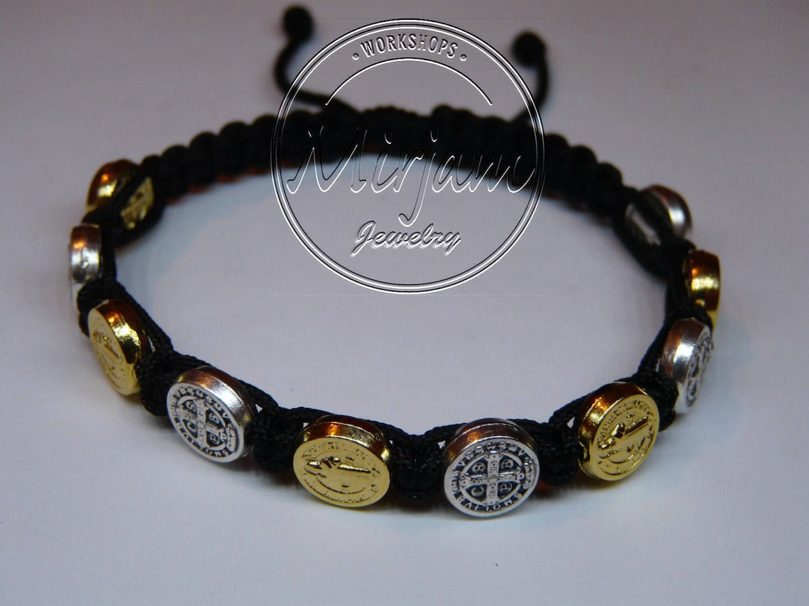 Pulseras de San Benito medalla mixta de oro y plata | Etsy