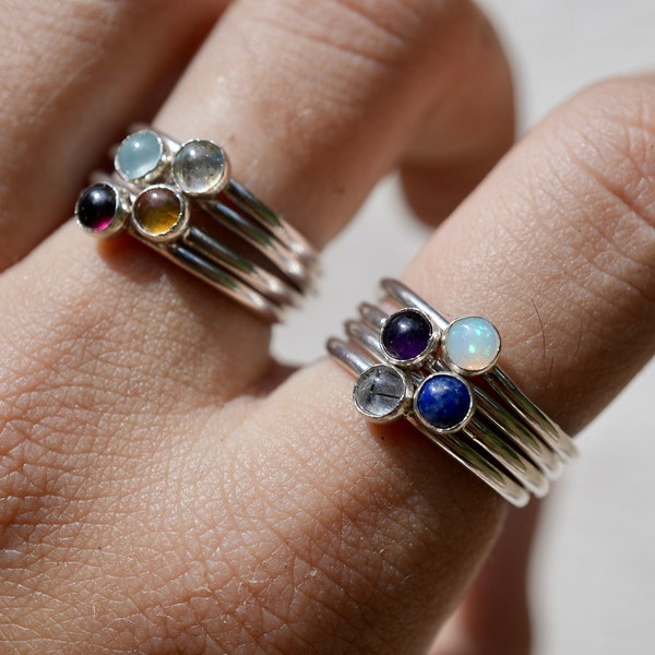 Gemstone Stacking Rings - Etsy