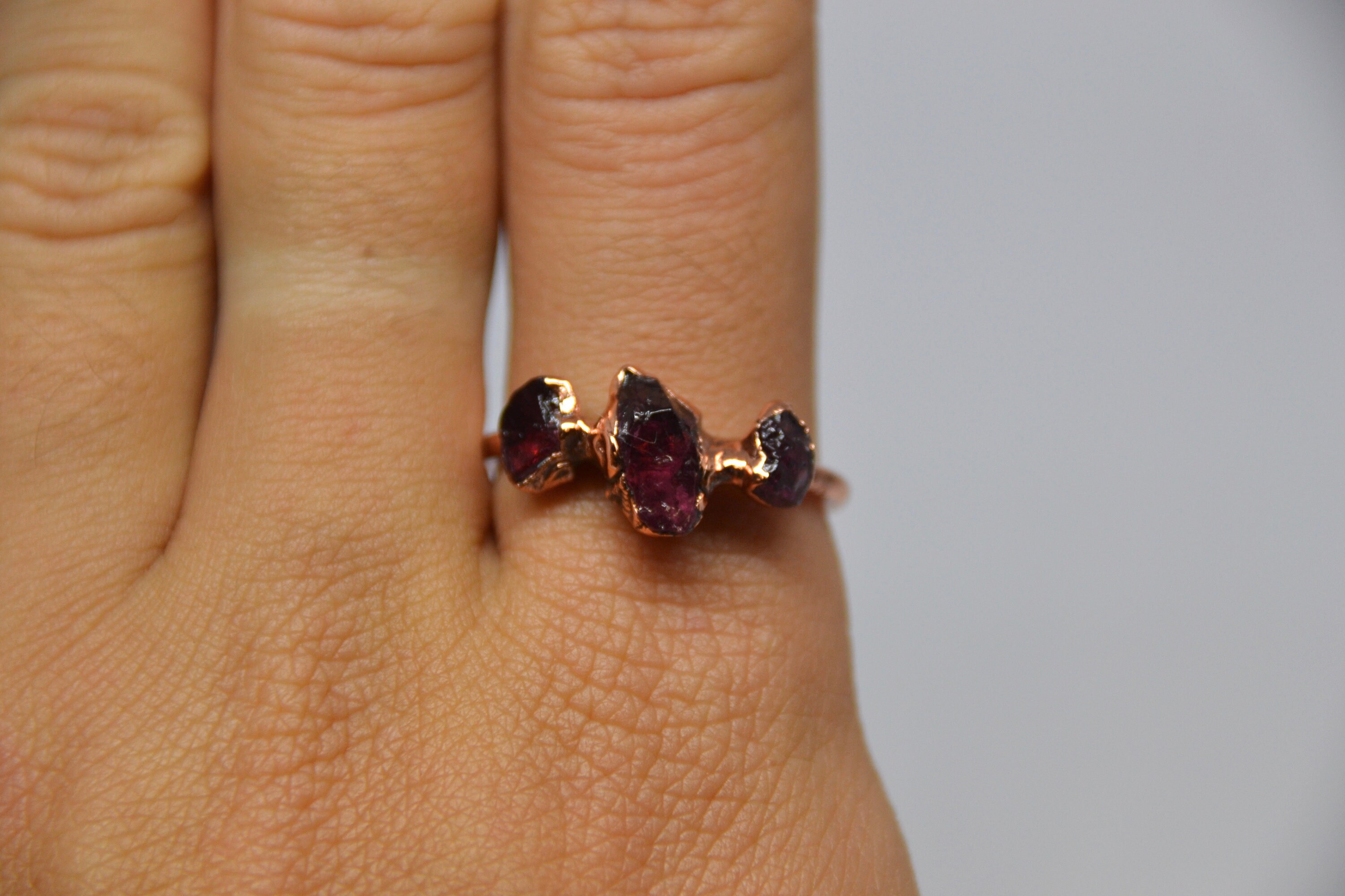 Multi-Stone Garnet Ring Raw Garnet Ring Copper Garnet Ring | Etsy