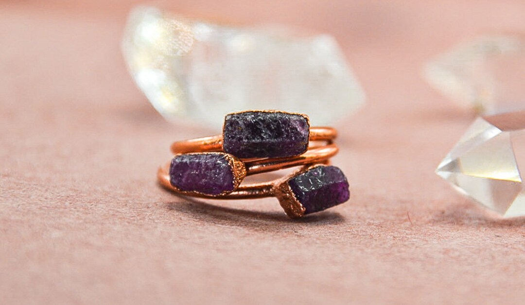 Electroformed Raw Ruby Copper Ring: July Birthstone - Etsy