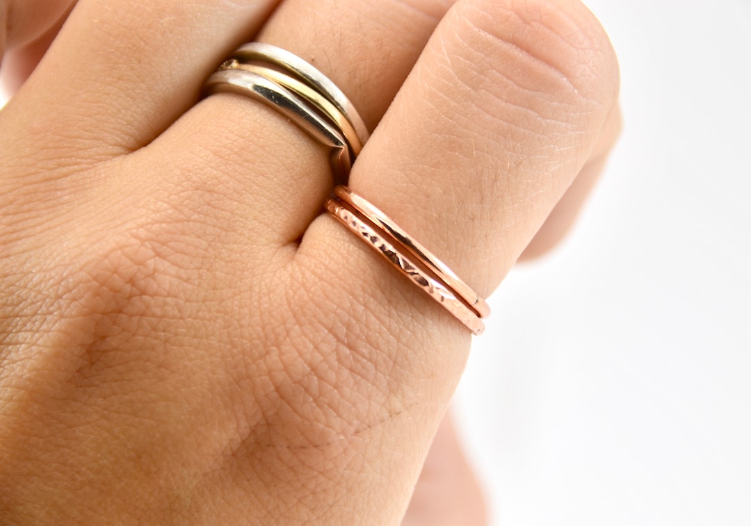 Copper Stacking Ring | Hammered Band Ring | Minimalist Jewelry ...
