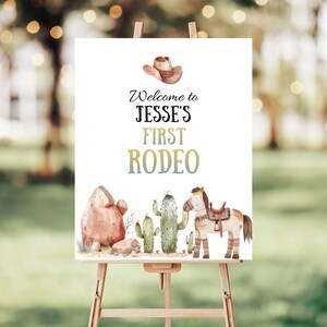 Editable Welcome Sign 1st Rodeo, Wild West Party Sign, Cowboy Party ...