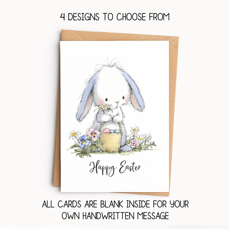 PRINTED Small Easter Cards Set | Mini Easter Bunny Cards | Bulk Easter ...